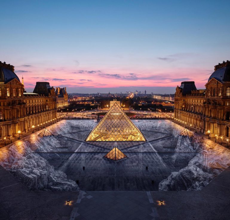 “The Secret of the Great (Louvre) Pyramid” by JR [Paris]